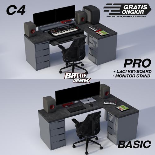 Jual C4 - Meja 200x120 Siku Kantor Komputer Kerja Office Gaming BATTLEDESK - CALACATTA GREY ...