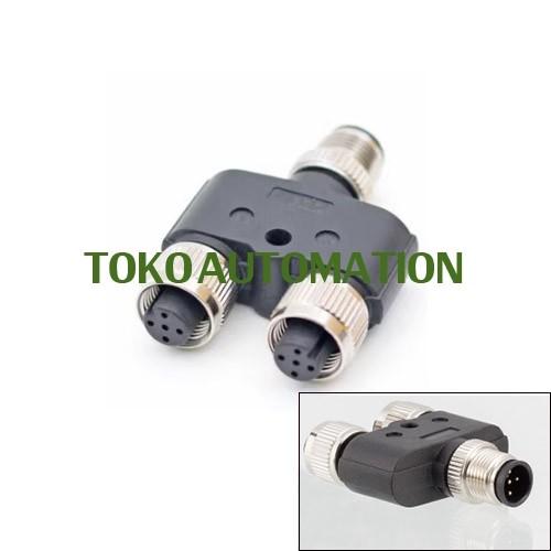 Jual M12 5 Pin 5PIN Y Type Splitter Male 2 Female Connector Konektor ...