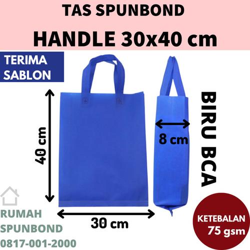 Jual TAS SPUNBOND HANDLE 30x40 cm BIRU BCA (PER LUSIN) /Tas Sablon ...