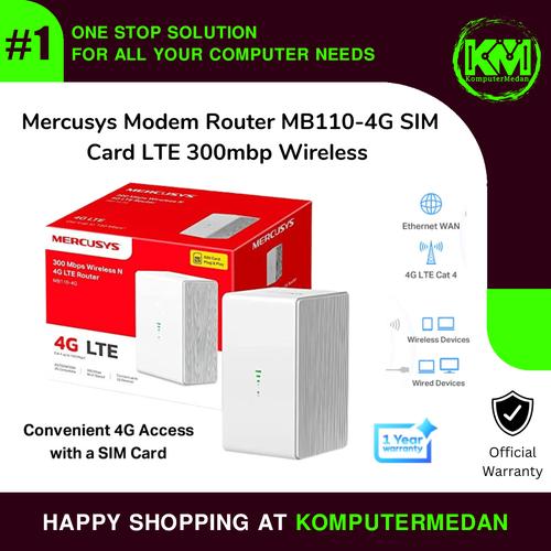 Jual Mercusys Modem Router MB110-4G SIM Card LTE 300mbp Wireless - Kota ...