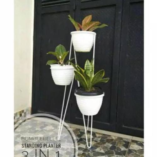 Jual Rak Bunga MInimalis Rak Bunga Besi Murah Standing Pot 3 Lubang Pot ...