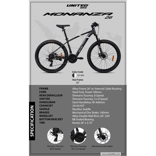 Jual Sepeda Gunung MTB United Monanza Frame Alloy Ukuran 26 Inch ...