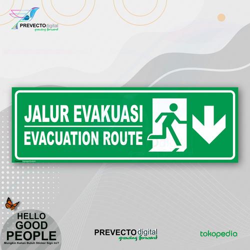 Jual Sticker Sign JALUR EVAKUASI ARAH PANAH BAWAH KANAN | EVACUATION ...