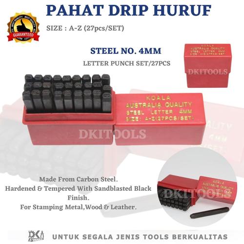 Jual Set Pahat Drip Huruf Nomor Kunci Stempel Ketok 4mm A-Z 27pcs Merk ...