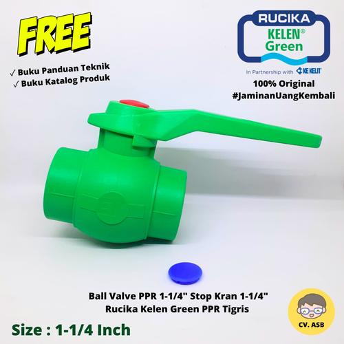 Jual Ball Valve 1-1/4" PPR Stop Kran Keran 1-1/4 40 PPR Rucika Green ...