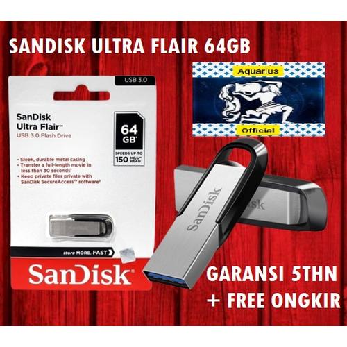Jual Flashdisk Sandisk Ultra Flair 64gb 150MBps USB 3.0 - Hitam ...