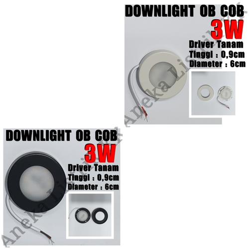 Jual DOWNLIGHT OB LED COB 3W 5W DL OUTBOW HITAM PUTIH TIPIS NEMPEL ...