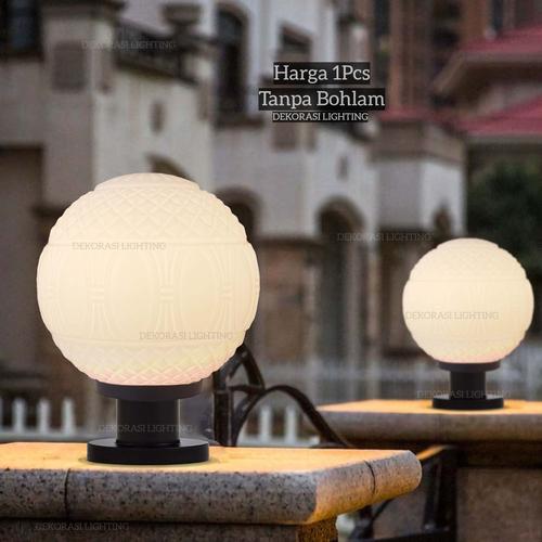Jual Lampu pilar taman pagar bola acrylic motif 25cm outdoor minimalis ...