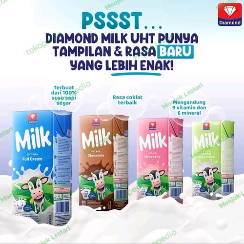 Jual Susu UHT Diamond kotak 125ml/200ml rasa coklat vanilla strawbery ...