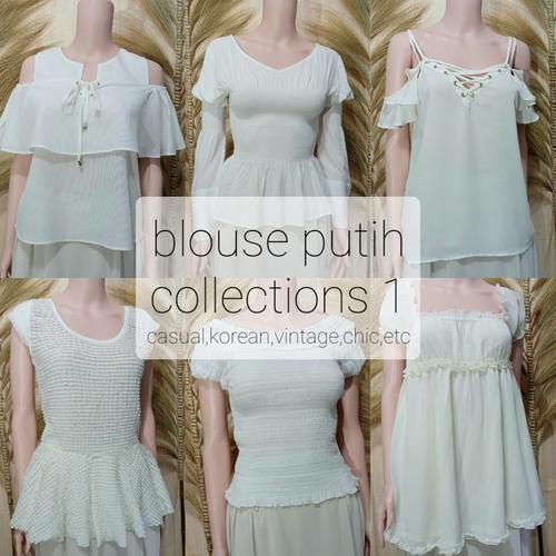 Jual blouse wanita putih baju korean vintage unik gemoy lucu branded ...