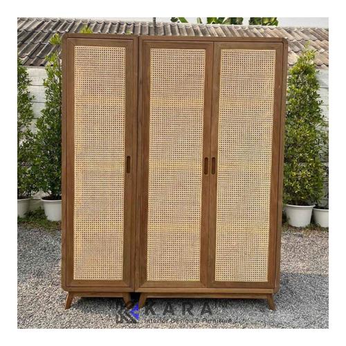 Jual Lemari Pakaian 3 Pintu Anyaman Rotan / Wardrobe / Lemari Baju ...