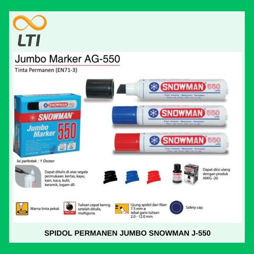 Jual Spidol Snowman Permanent Jumbo 550 / Spidol AG Besar 550 - Hitam ...