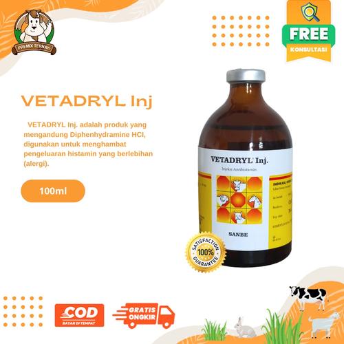 Jual VETADRYL INJ 50 ml dan 100 ml - Obat Hewan Antihistamin Ternak ...