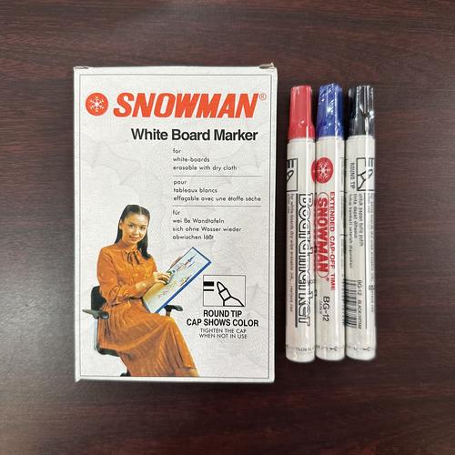 Jual Spidol Whiteboard Snowman Board Marker BG-12 ( Hitam Merah Biru ...