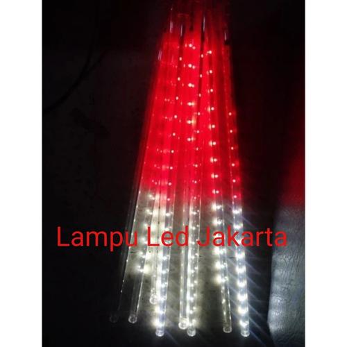 Jual Lampu meteor LED 10 batang merah putih panjang 3,5meter. lampu ...