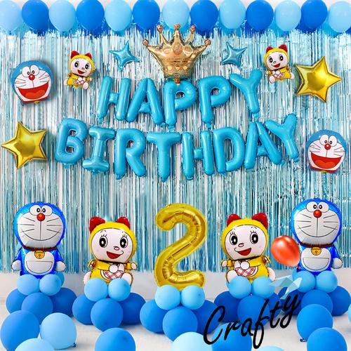 Promo [PAKET] Set Ulang Tahun Anak DORAEMON DORAMI BLUE GOLD Dekorasi ...