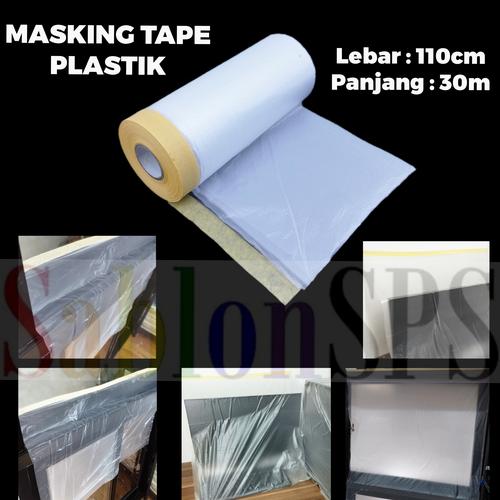 Jual MASKING TAPE PLASTIK 110cm x 30M PENUTUP FURNITURE REPAINT MOBIL ...