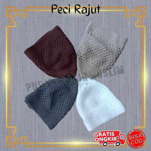 Jual Kopiah Rajut Sholat Peci Sholat Putih, Hijau, Abu-abu, Hitam All ...