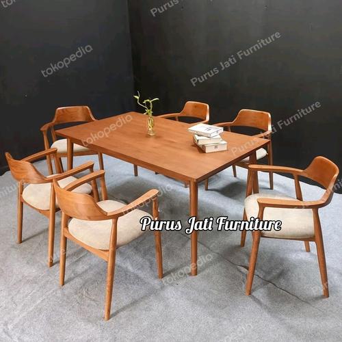 Jual Set Meja Makan 6 Kursi Cafe Kayu Jati Model Hiroshima Dudukan Jok - Kab. Jepara - Purus ...