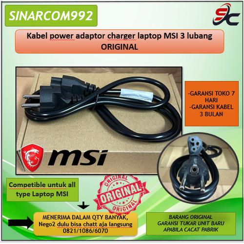 Promo Kabel power adaptor charger laptop MSI 3 lubang ORIGINAL ...
