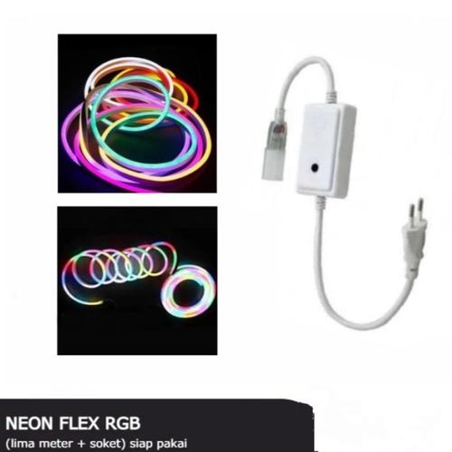 Jual Lampu Selang Neon Flex RGB 1 rol 5 Meter + Socket Adaptor - 5MTR ...