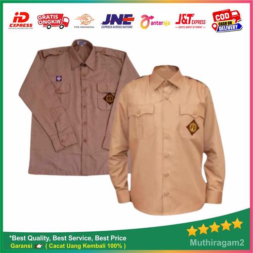 Jual Baju Pramuka Penggalang Saku 2 atas Lengan panjang untuk SD SMP SMA - Coklat Susu, S - Kab ...