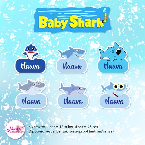 Jual STIKER LABEL BUKU KOTAK CUSTOM NAMA ANAK - BABY SHARK - BLUE SHARK ...