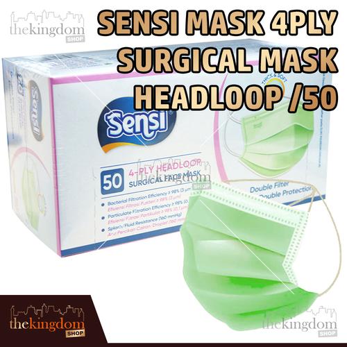 Promo Sensi Mask 4ply Headloop Surgical Face Green /50 Masker Medis ...