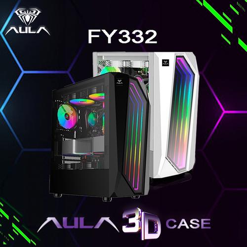 Promo Casing PC Gaming 3D Design AULA FY332 include 3 fans RGB - Putih ...