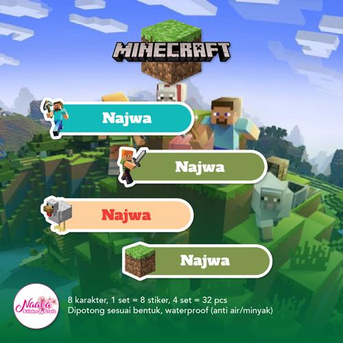 Jual STIKER LABEL BUKU CUSTOM NAMA ANAK - MINECRAFT - VINYL GLOSSY ...