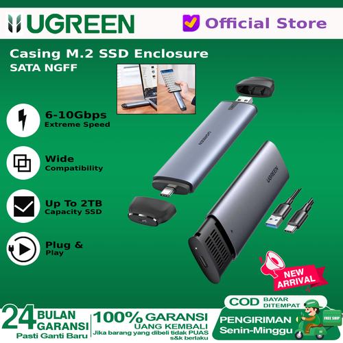 Promo UGREEN Casing SSD M.2 Enclosure NGFF / SATA Slim Speed 5Gbps ...