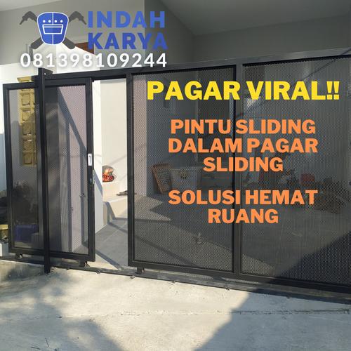 Jual pintu pagar sliding hemat ruang pintu pagar industrial plat ...