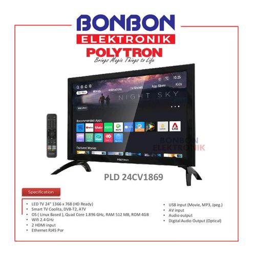 Promo Polytron LED Smart TV 24 inch PLD 24CV1869 / PLD-24CV1869 Digital ...