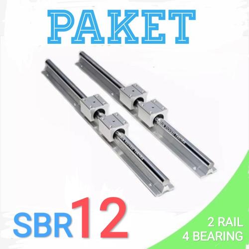 Jual paket set rail guide linear SBR12 SBR 12 shaft + 4 block SBR12UU ...