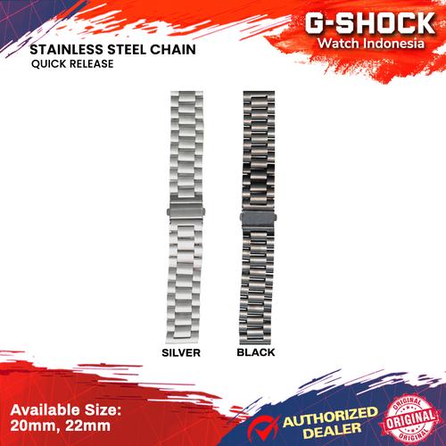 Jual Stainless Strap Bracelet Silver Black Tali Jam AC Besi 20mm 22mm ...
