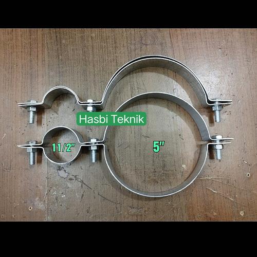 Jual Klem double tiang listrii pipa (5" x 1½" inch) Plat Stainless ...