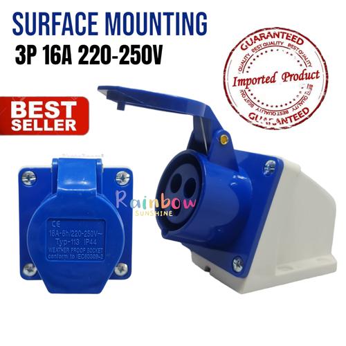 Promo Surface Mounting 3P 16A 113 Wall Socket Waterproof IP44 - Kab ...
