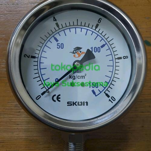 Jual Pressure Gauge 4" inch 10 Bar (kg/cm2) Skon Full Stainless Model Raket - Jakarta Barat ...