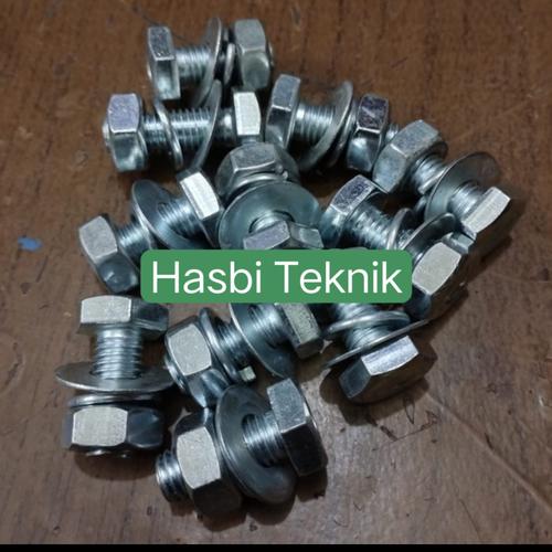 Jual Bautt Mur ( M10 x 30 mm) ring plat + ring per / putih galvanis ...