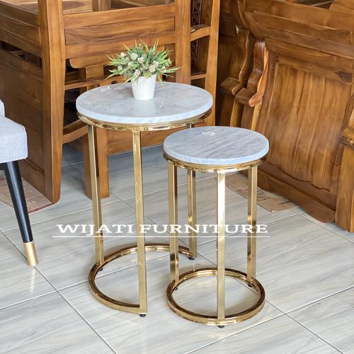 Jual Meja Tamu Marmer Bulat Meja Sudut Pojok Marmer Stainless Gold ...