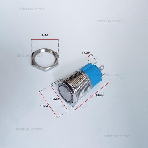 Jual saklar ON/OFF Switch tombol push Button universal - Biru - Jakarta ...