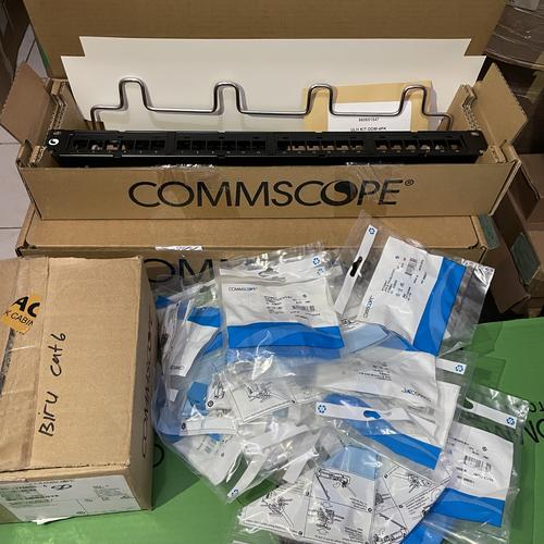 Jual AMP commscope Patch panel CAT6 24port + modular cat6 biru ori ...