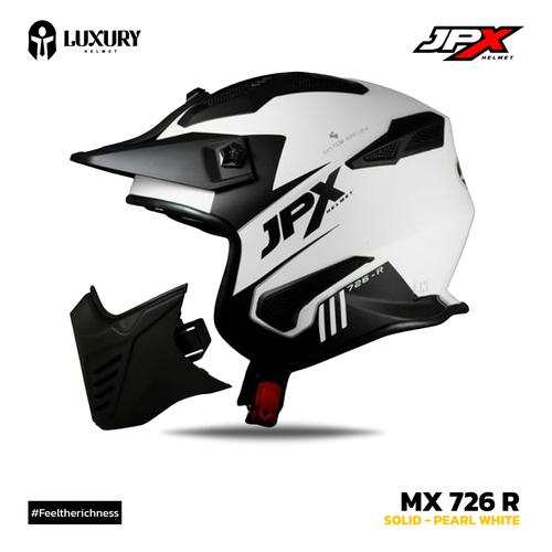 Jual Helm JPX MX 726-R - Solid - Pearl White Gloss/Black - XL - Kab ...