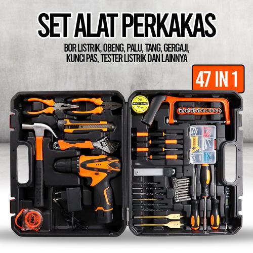 Jual Set Alat Pertukangan Perkakas Bor Listrik Cordless Palu Tang Obeng ...