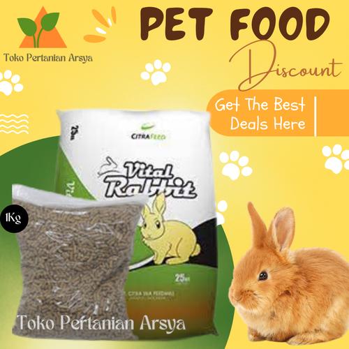 Jual Vital Rabbit Pakan Makanan Kelinci Komplit Bervitamin Repack 1Kg ...