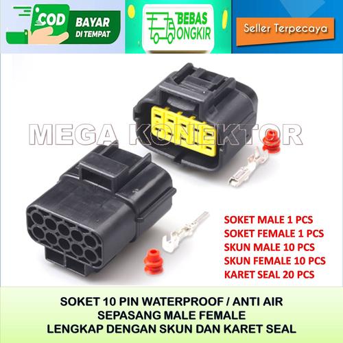 Jual SOKET KONEKTOR CONNECTOR 12 PIN WATERPROOF ANTI AIR MALE FEMALE ...