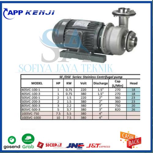 Jual POMPA APP KENJI 80SVC-300-3PHASE 3HP 2.2KW POMPA CENTRIFUGAL SS - Jakarta Barat ...