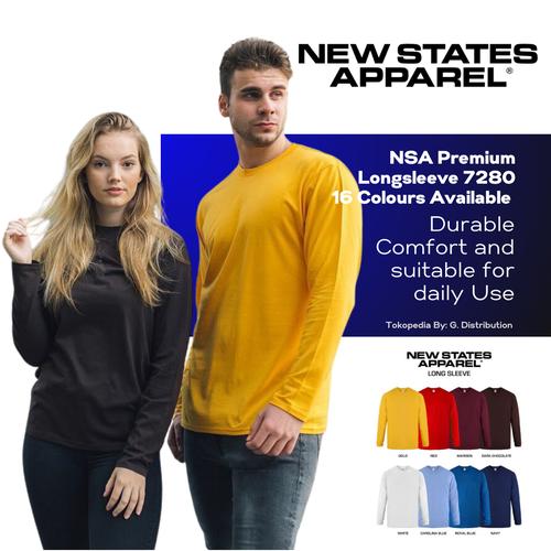 Jual New States Apparel Premium Cotton Long Sleeve 7280 Kaos Polos ...
