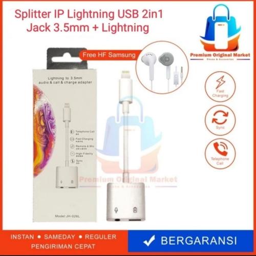 Jual JH-026L ORI Splitter LIGHTING CHARGING AUDIO 3.5MM CONVERTER MIC ...