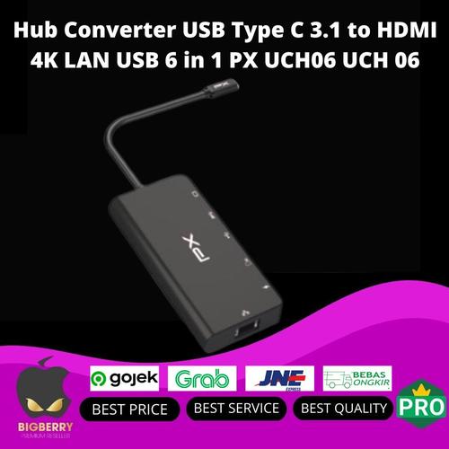 Jual Hub Converter USB Type C 3.1 to HDMI 4K LAN USB 6 in 1 PX UCH06 ...